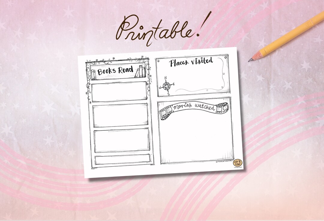 Printable Journal Page, Printable Scrapbook Page, Reading Log Activity ...