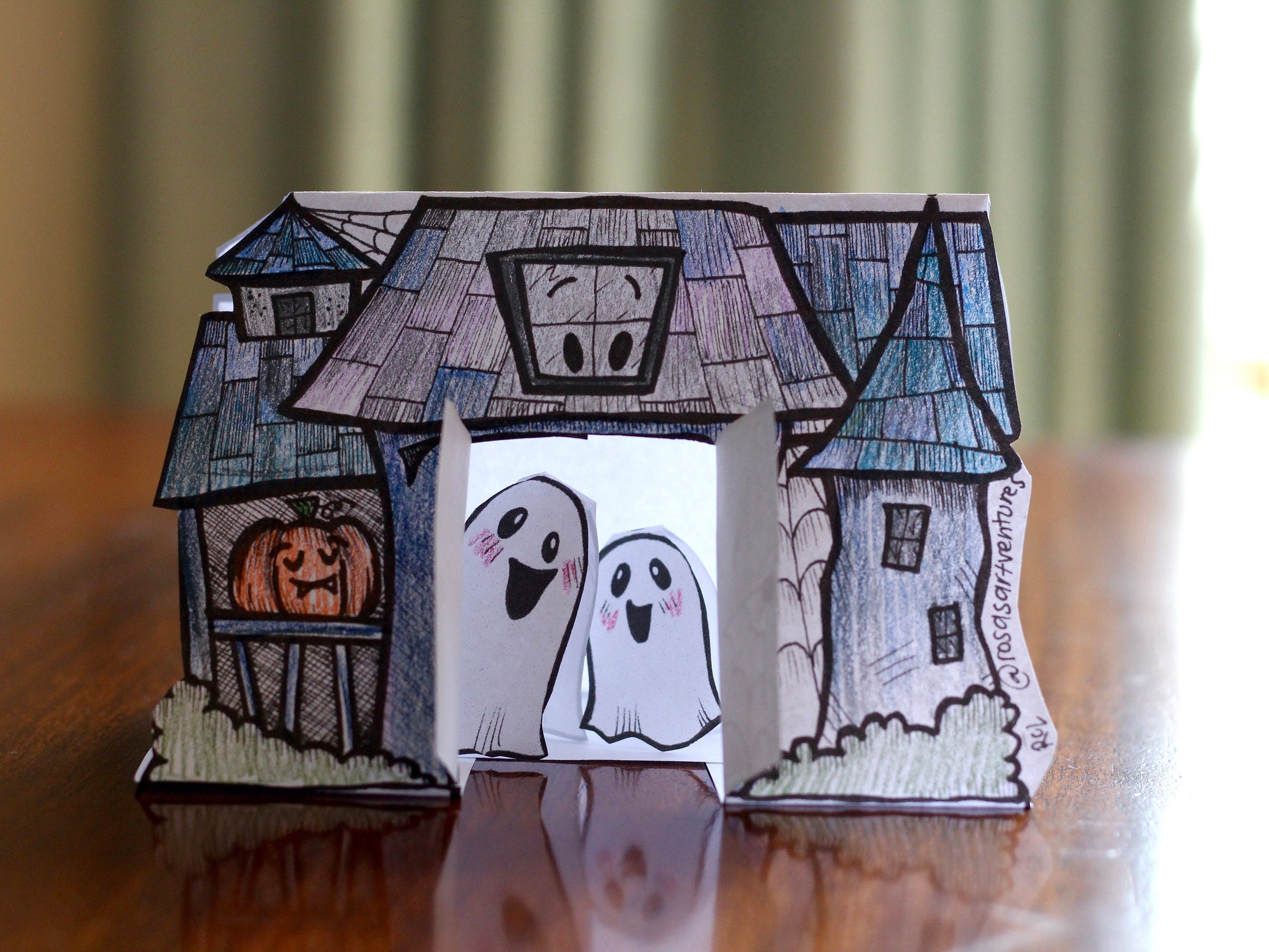 Printable Haunted House Card, DIY Halloween Crafts, Printable Halloween ...