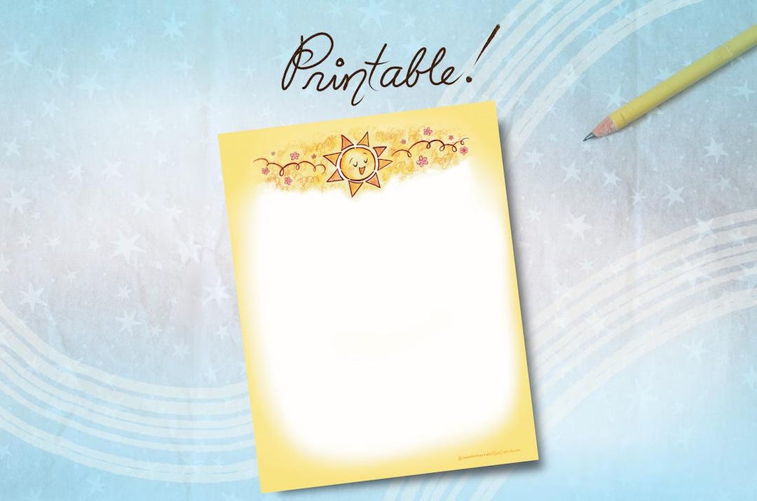 Printable Sun Stationery, DIY Classroom Stationery, Sun Stationery, Sun ...