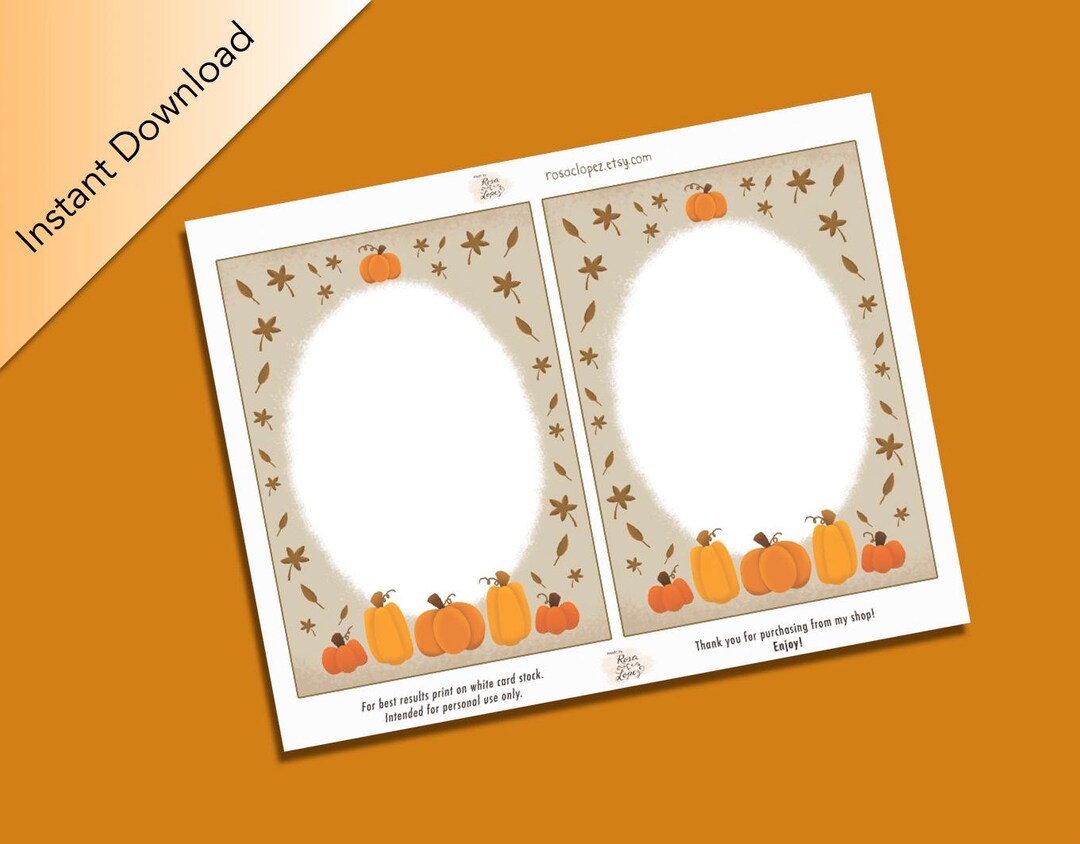 Printable Fall Notecards, DIY Thanksgiving Printable, Pumpkin ...