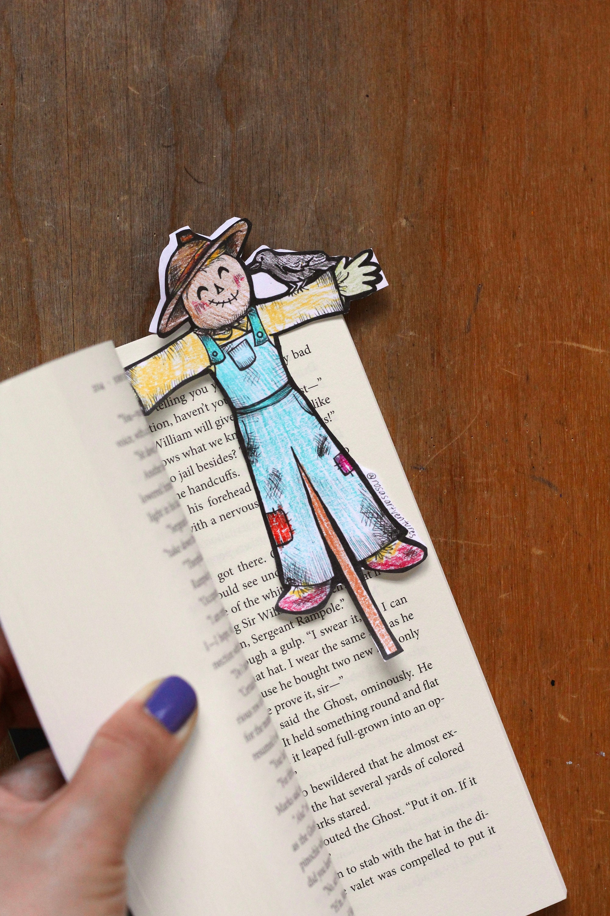 Printable Scarecrow Bookmark, Printable Bookmarks, Summerween Coloring ...