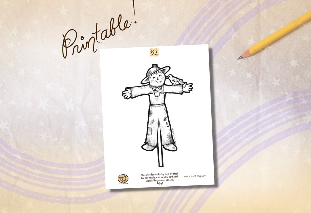 Printable Scarecrow Bookmark Printable Halloween Coloring Page DIY ...