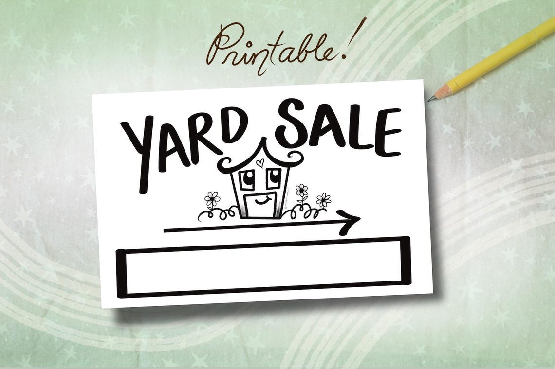 Printable Garage Sale Sign, Cute Printable Garage Sale Sign, Simple ...