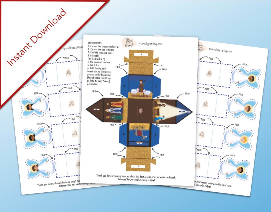 Printable Nativity Gift Box DIY Christmas Party Favor Nativity ...