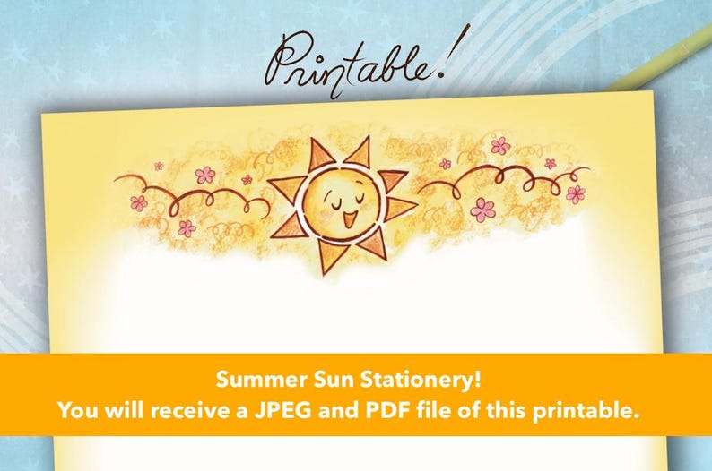 Printable Sun Stationery, DIY Classroom Stationery, Sun Stationery, Sun ...