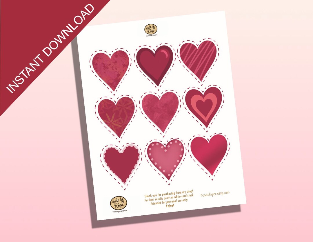 Printable Heart Gift Tags to and From Tags Treat Bag Tags Happy ...