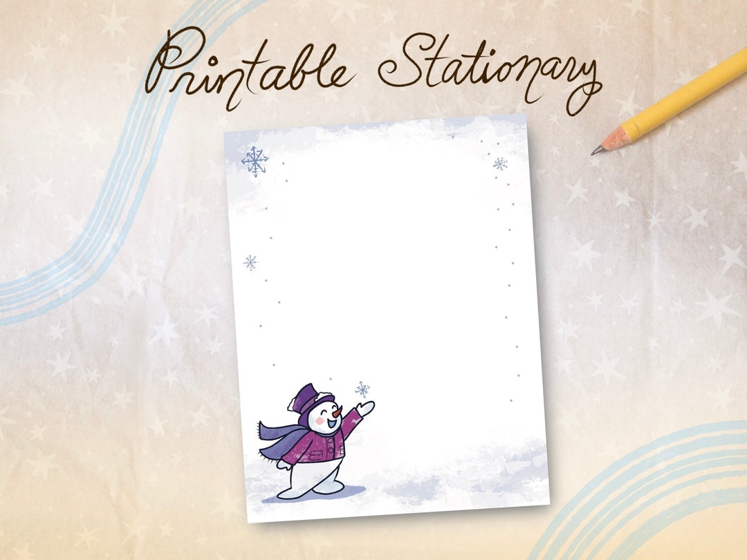 Printable Snowman Stationery, Cute Holiday Stationery, Christmas Letter ...