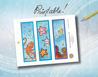 Ocean Friends Bookmarks, Printable Bookmarks, Cute Marine Animals ...