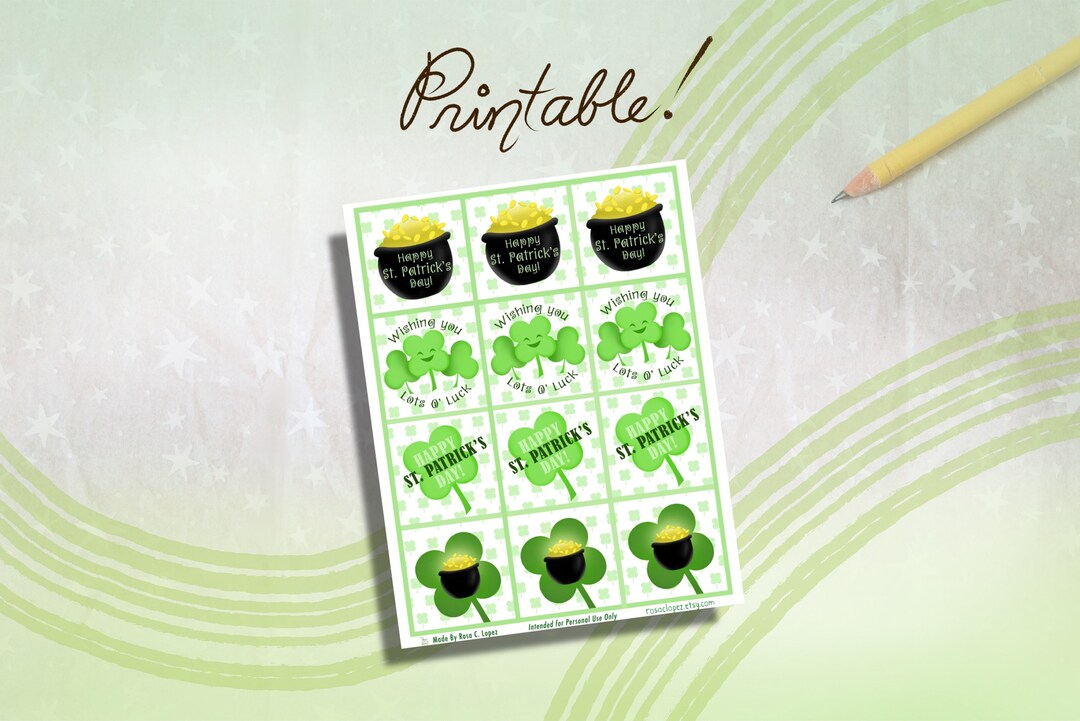Printable St. Patricks Day Gift Tags, St Patricks Day Gifts, Shamrock ...