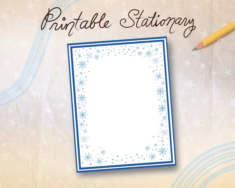 Printable Snowflake Stationery, Cute Christmas Stationery, Christmas ...