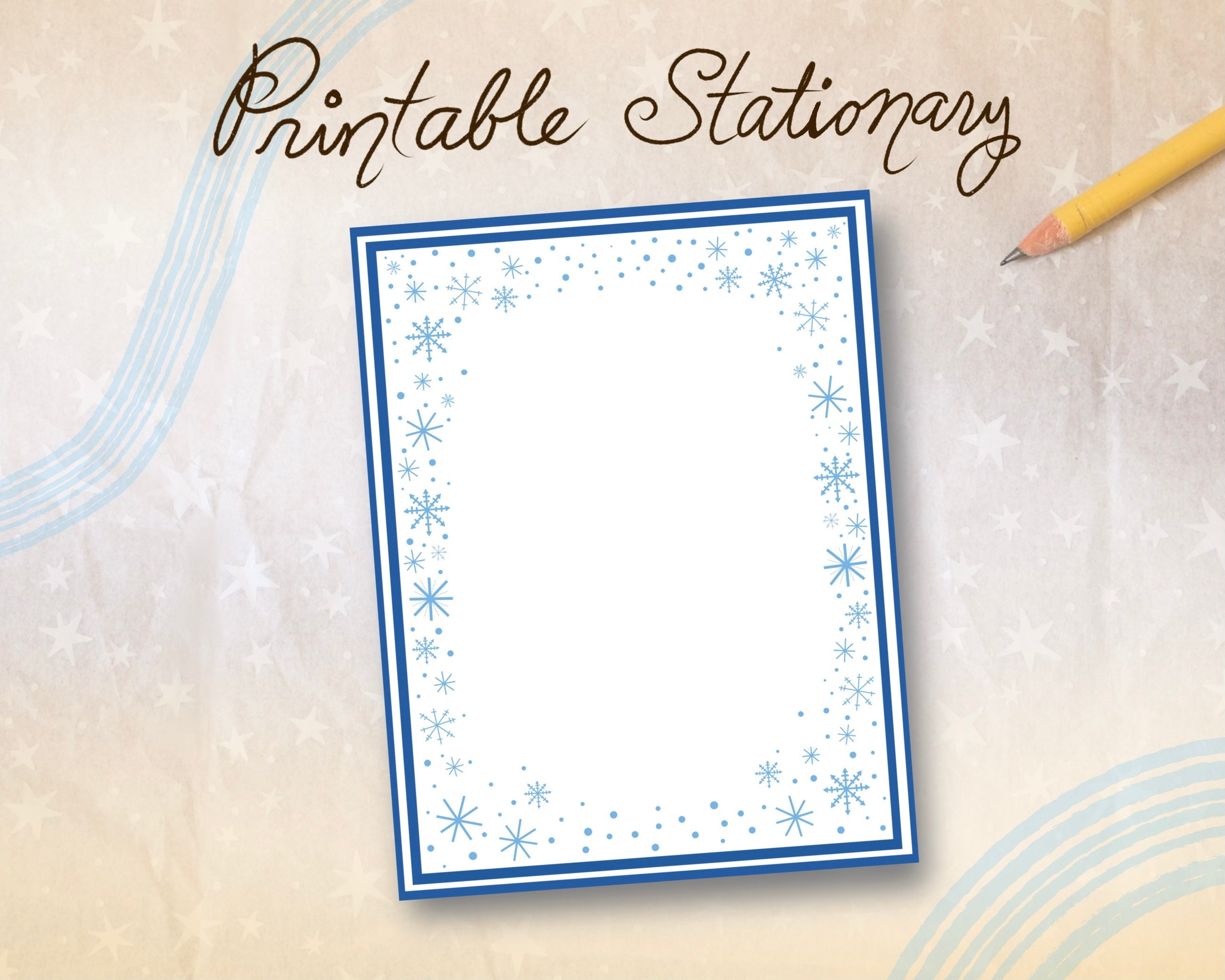 Printable Snowflake Stationery, Cute Christmas Stationery, Christmas ...