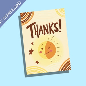 Printable Thank You Card/Sunny Thank You Card/Greeting | Etsy
