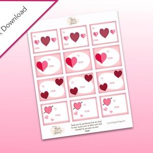 Printable Valentines Day Gift Tags, Printable Heart to and From Gift ...
