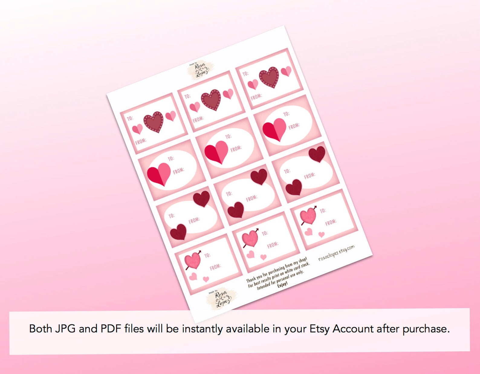 Printable Valentines Day Gift Tags, Printable Heart to and From Gift ...