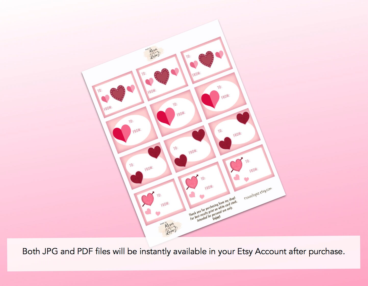 Printable Valentines Day Gift Tags, Printable Heart to and From Gift ...