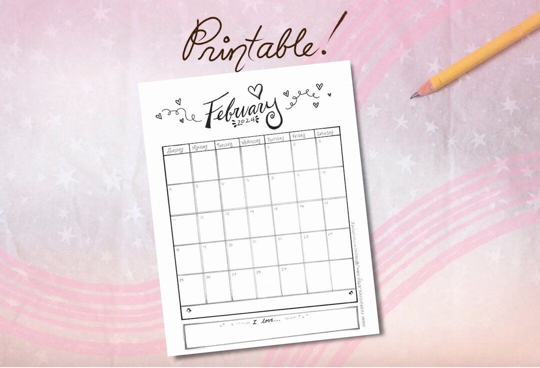 Printable February Calendar, 2024 February Printable Calendar, Planner ...