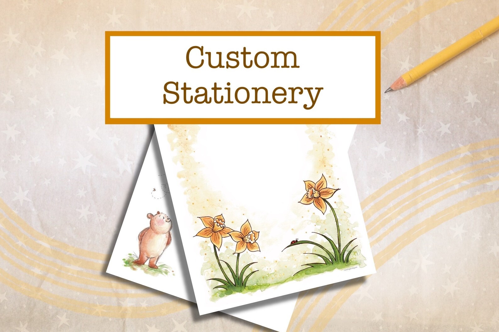 Custom Printable Stationery, Cute Stationery, Downloadable Stationery ...