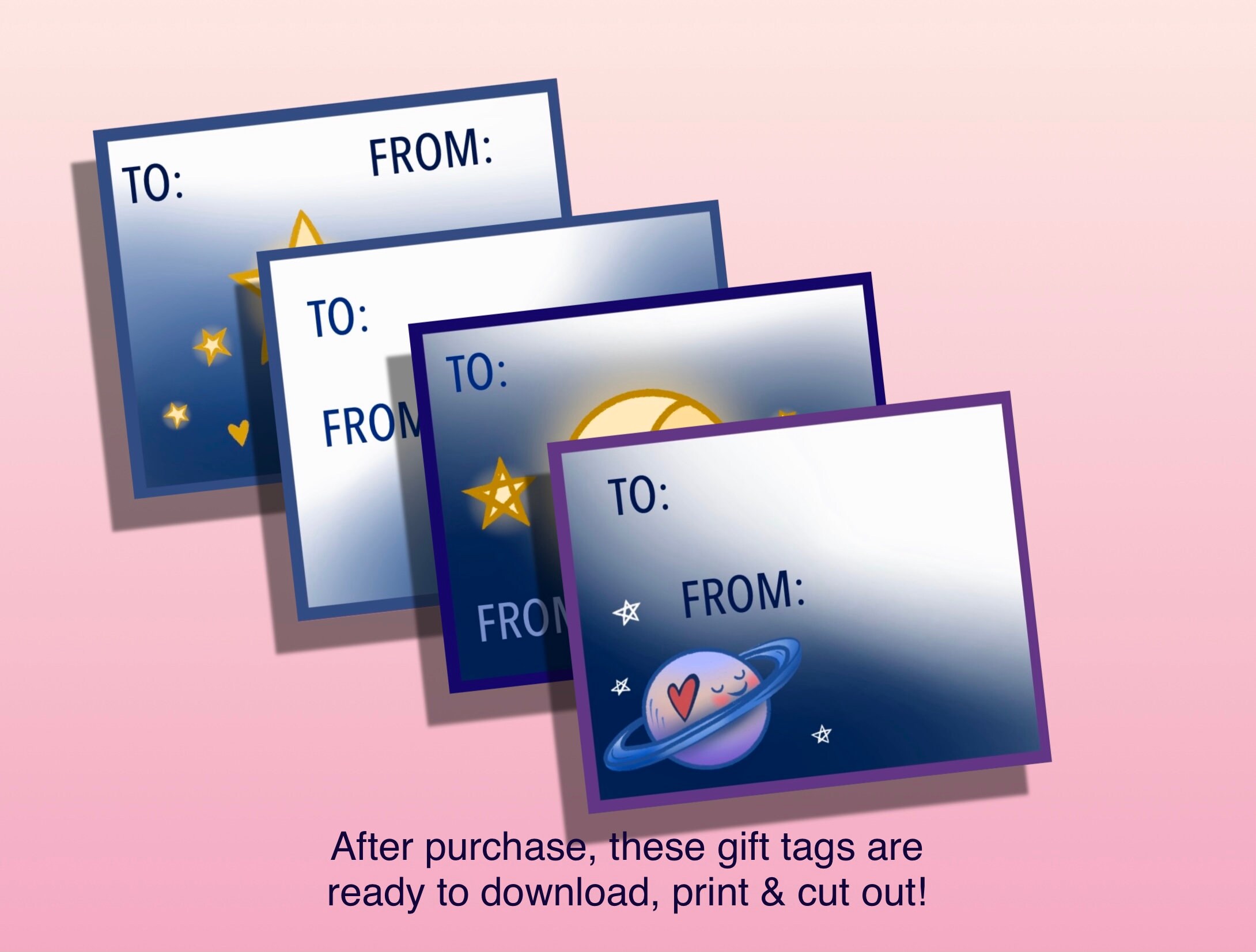 Printable to and From Gift Tags, Printable Outer Space Gift Tags, Outer ...