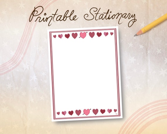 Valentine Letterhead Valentines Letter Stationery Paper | Colorful