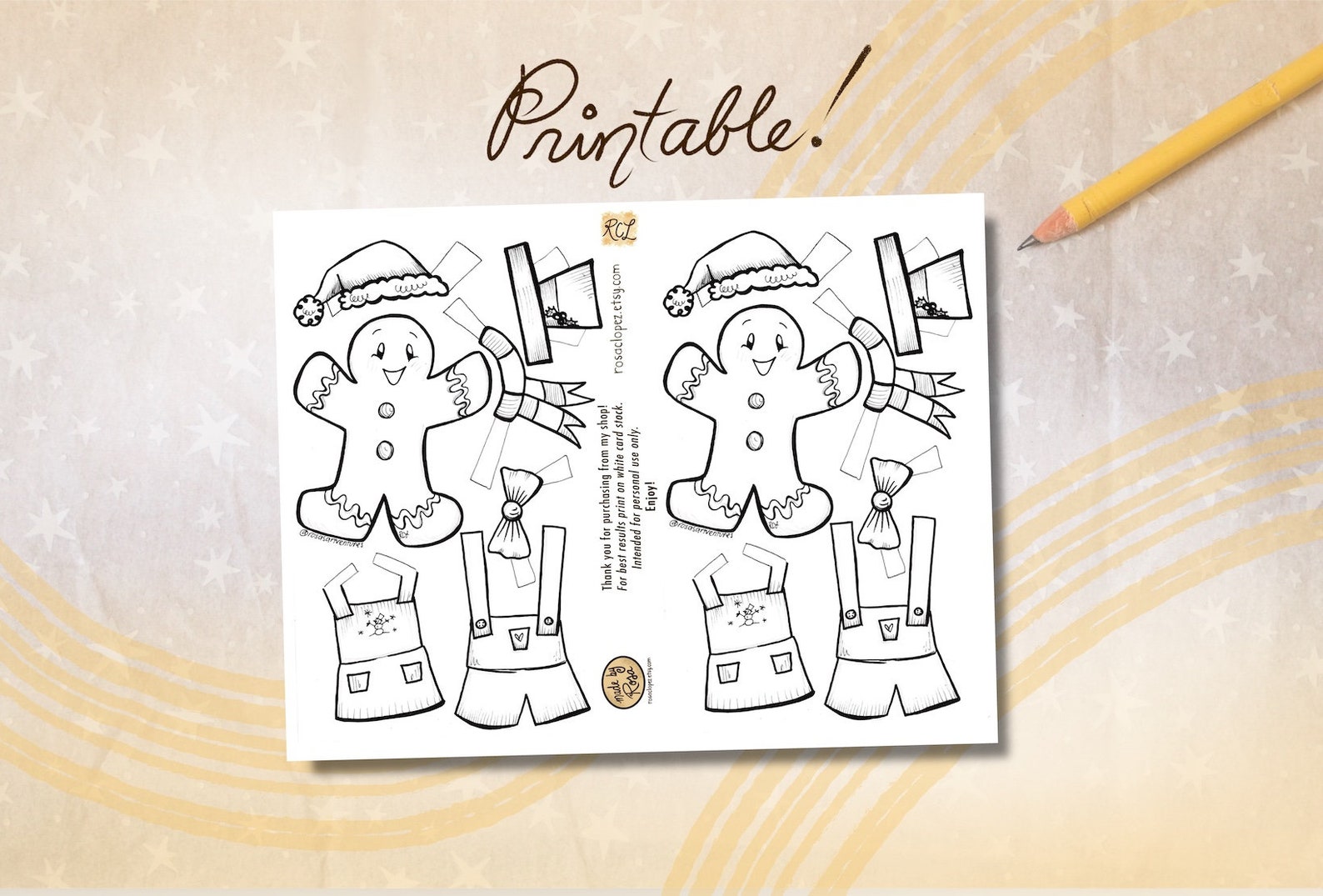 Printable Gingerbread Dress up Doll Printable Paper Doll Coloring Sheet ...