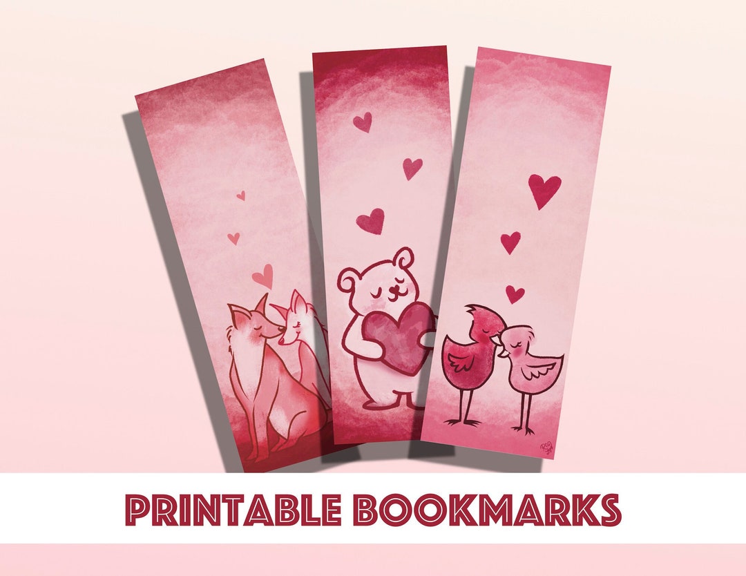 Valentines Day Bookmarks, Woodland Critters Bookmarks, Galentines Day ...
