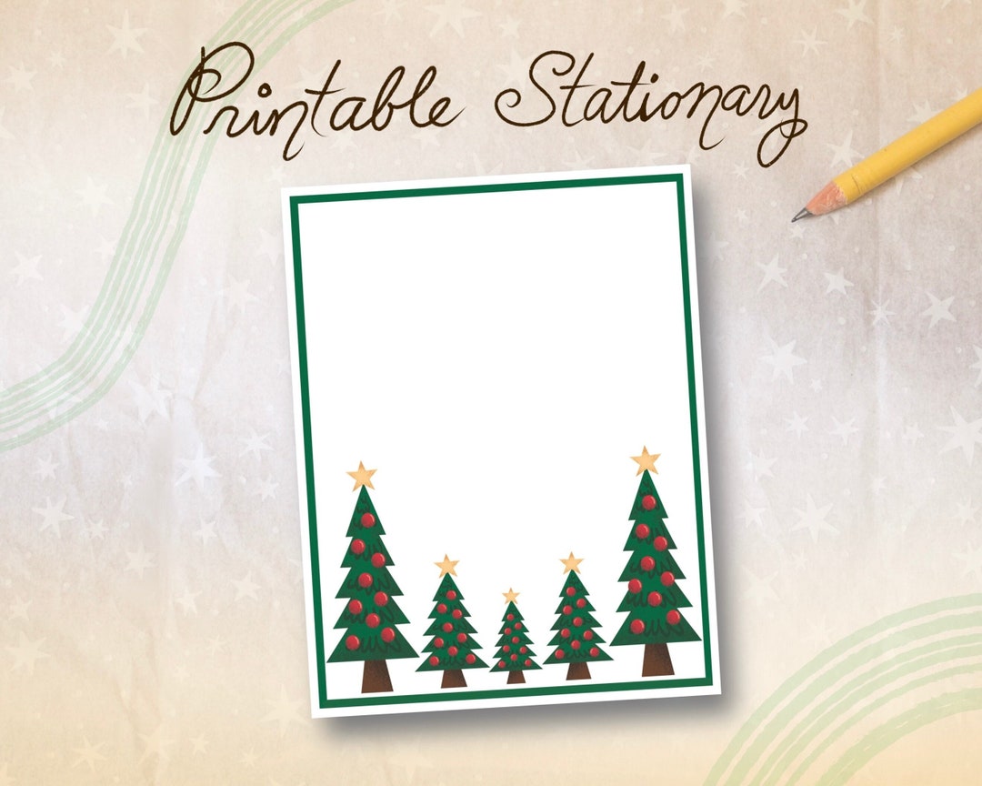 Printable Christmas Tree Stationery, Tree Stationery, Printable ...