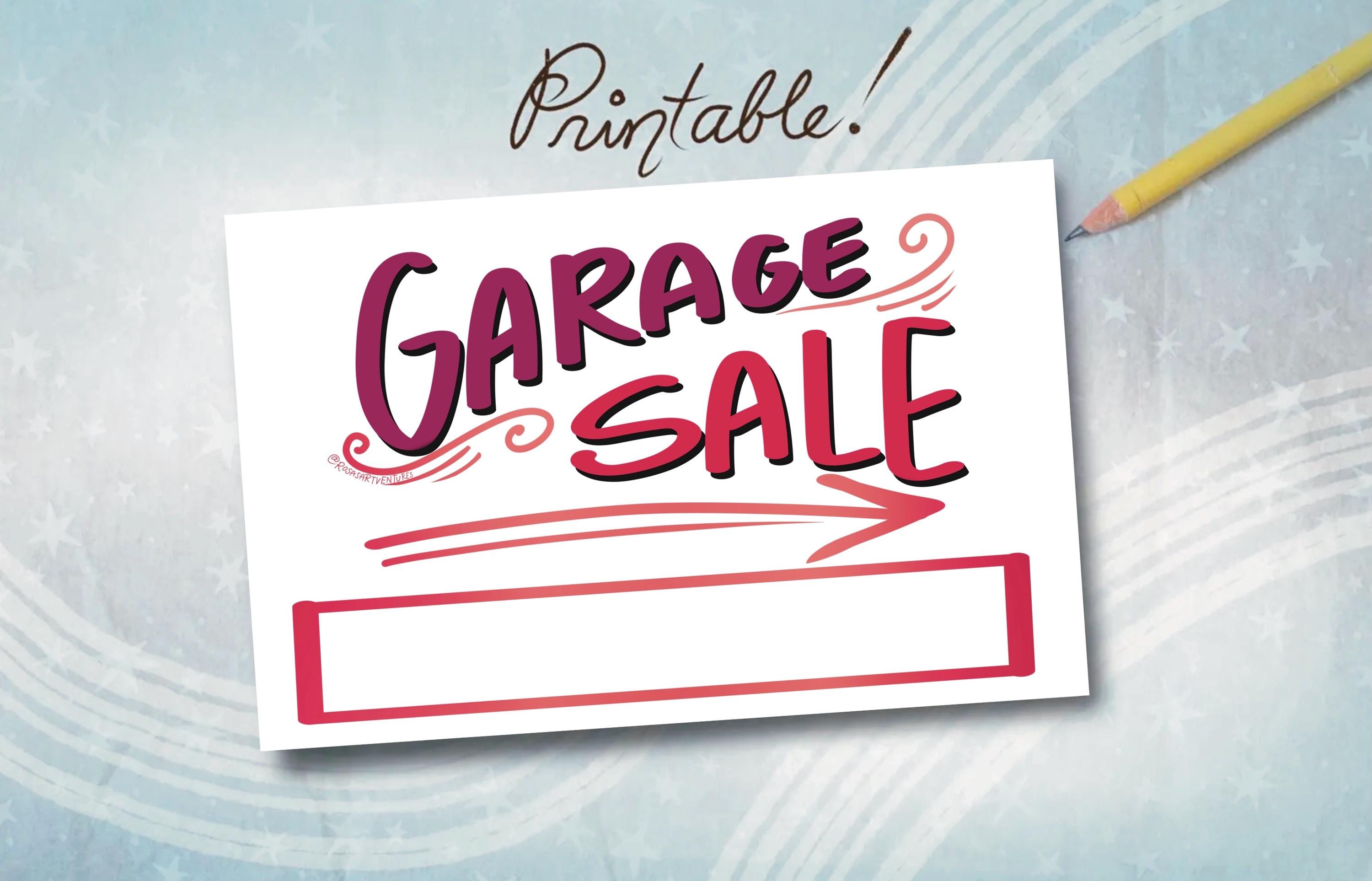 Printable Garage Sale Sign, Cute Printable Garage Sale Sign, Simple ...