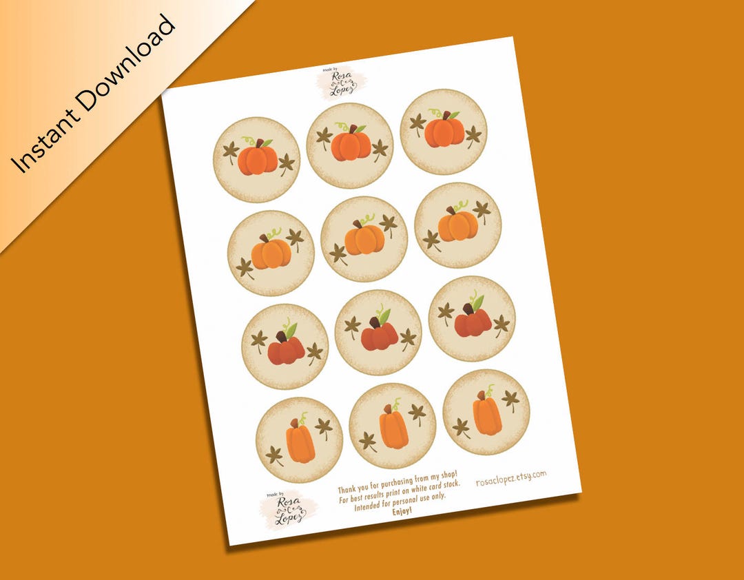 Printable Pumpkin Cupcake Toppers, Pumpkin Gift Tags, DIY Halloween ...
