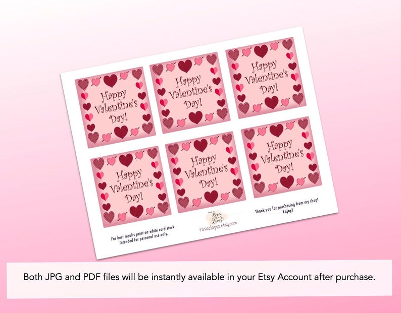 Printable Valentine's Day Cards, Classroom Party Valentines, Heart Gift ...
