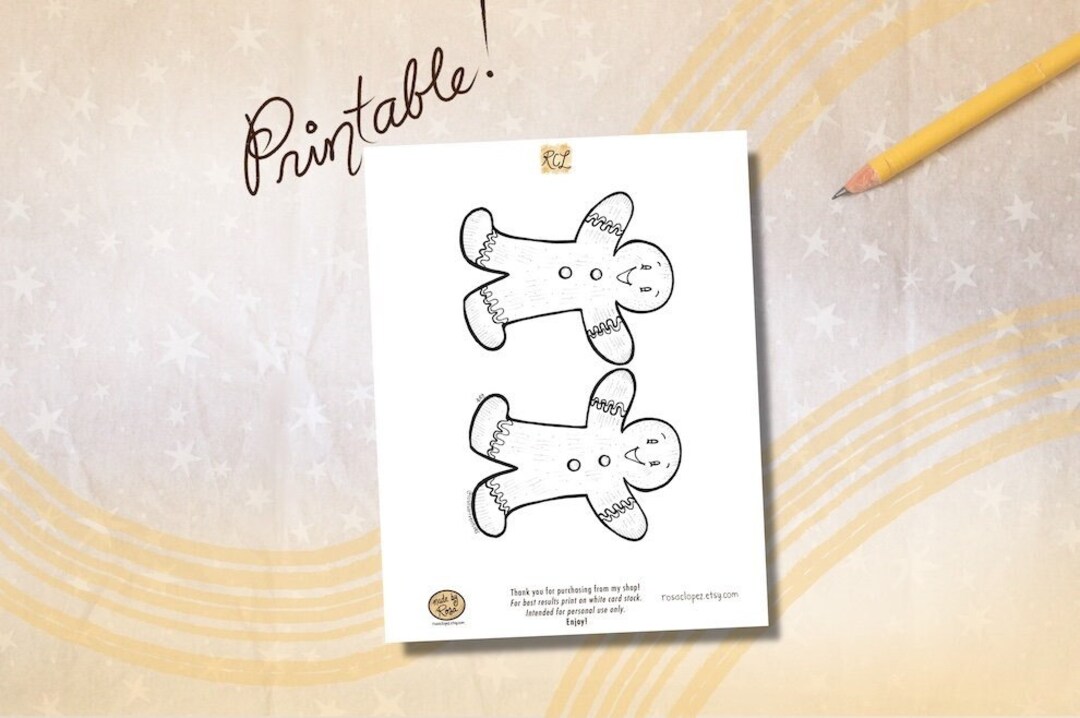 Printable Gingerbread Coloring Sheet, Gingerbread Bookmark, DIY ...