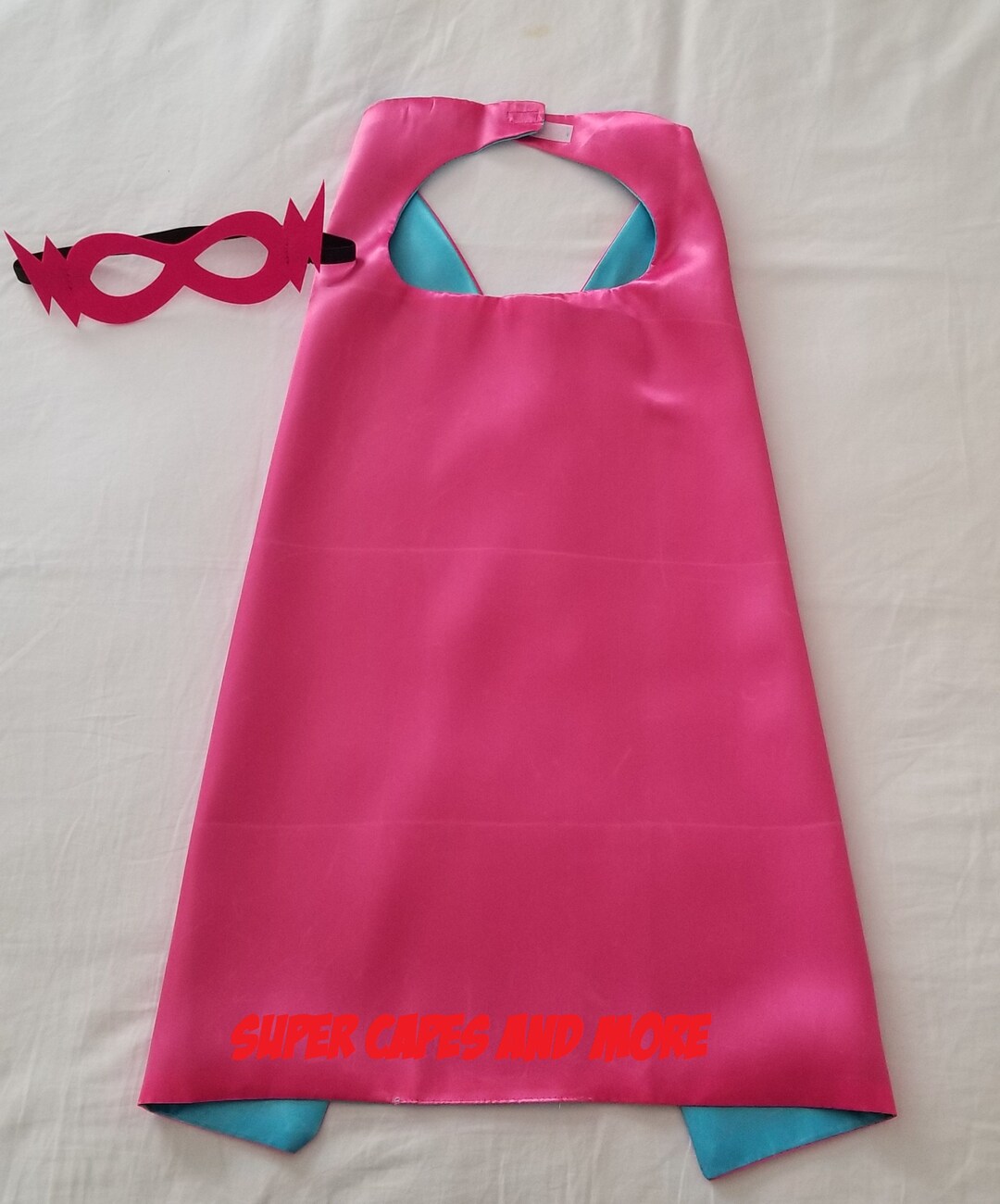 Turquoise and Hot Pink Superhero Cape With Lightning Mask/ Party Favors ...