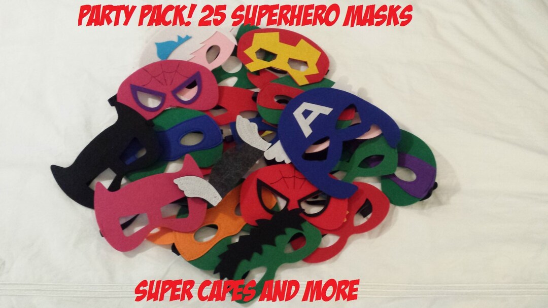 Ready to Ship!! Party Pack 25 Superhero Masks - Superhero Birthday ...