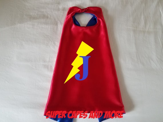 Superhero Cape with Lightning Bolt and Letter or Number/ Party | Etsy