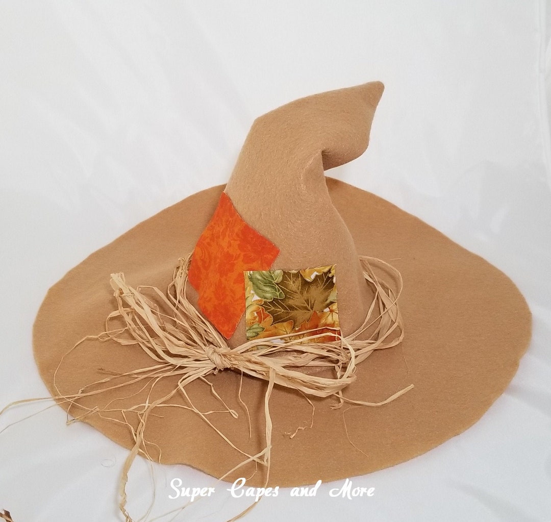 Scarecrow Hat With Patches and Raffia/ Halloween Costume/ Photo Props ...