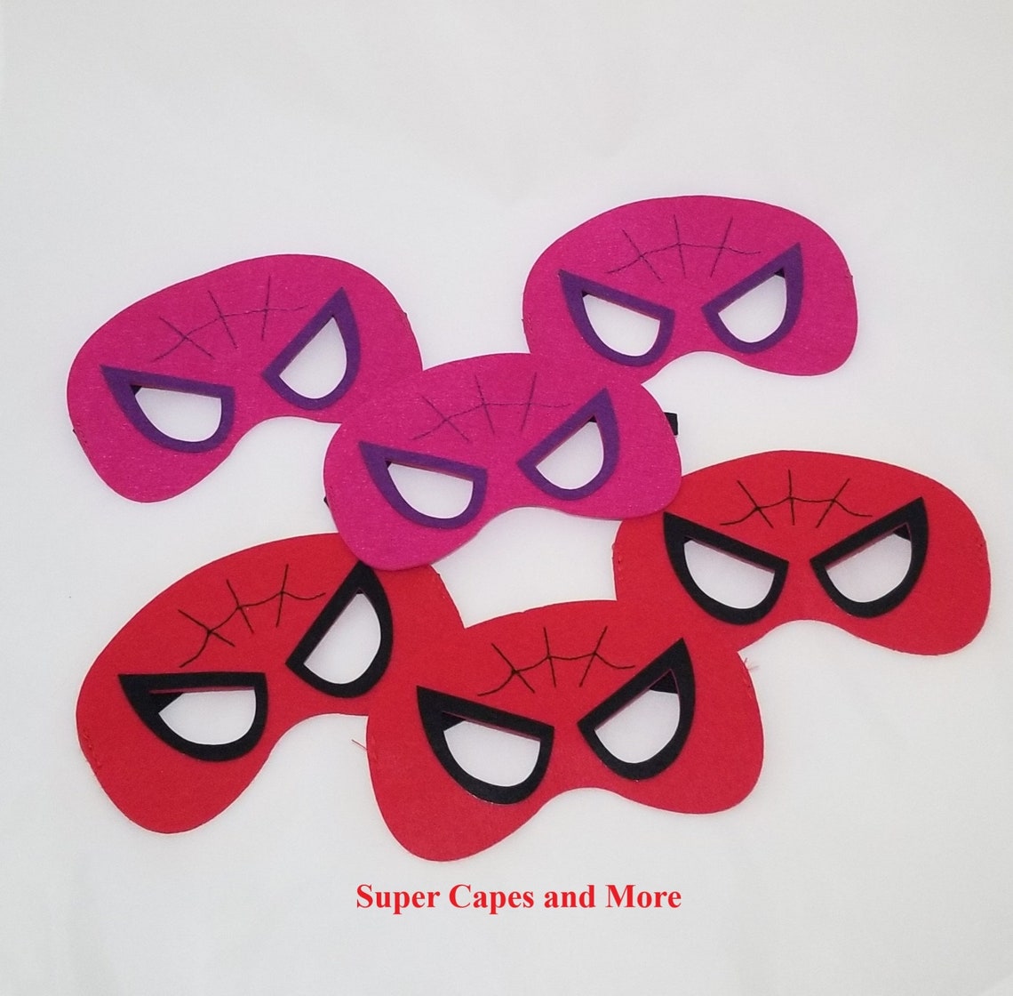 Super Spider Red And/or Spider Pink Felt Mask Party Packs - Etsy