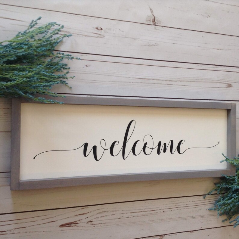 Framed Welcome Wood Sign Wood Hanging Welcome Sign White | Etsy Framed Welcome Wood Sign Wood Hanging Welcome Sign White | Etsy