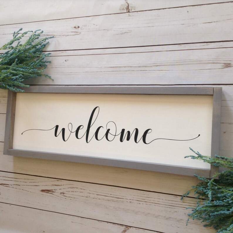 Framed Welcome Wood Sign Wood Hanging Welcome Sign White | Etsy Framed Welcome Wood Sign Wood Hanging Welcome Sign White | Etsy