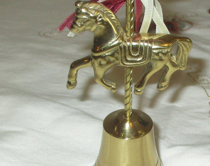 Vintage Brass Carousel Horse Bell W/ribbons - Etsy