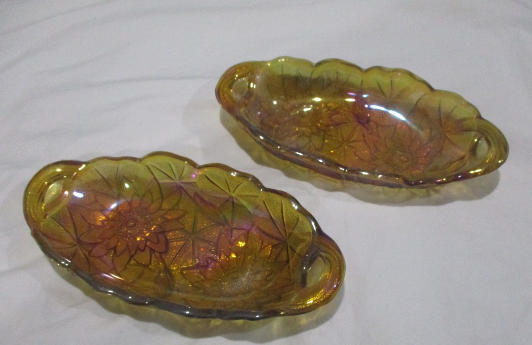 Vintage Indiana Depression Glass Sunflower Pattern Oval Dishes Set 2 - Etsy