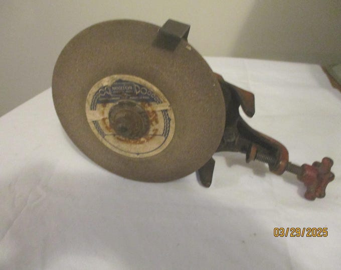 Antique Vintage Cast Iron Hand Crank Bench Grinder W/norton Wheel Blade ...