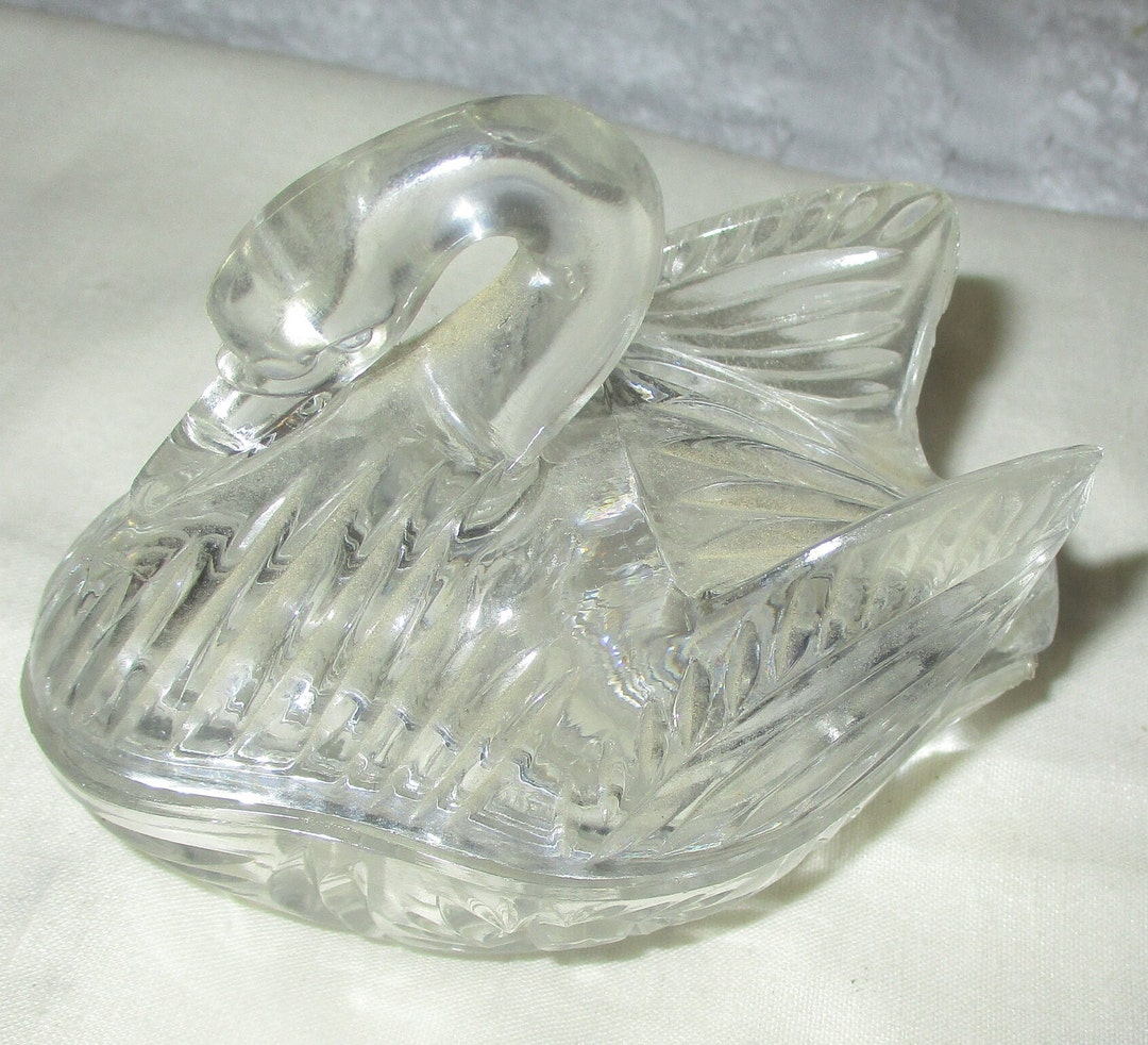 Vintage Glass Swan Lidded Salt Cellar Trinket Box Etc - Etsy