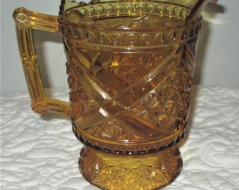 Vintage Amber Glass Pitcher | Etsy