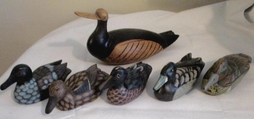 Vintage Small Wood Carved Ducks Set 6 - Etsy