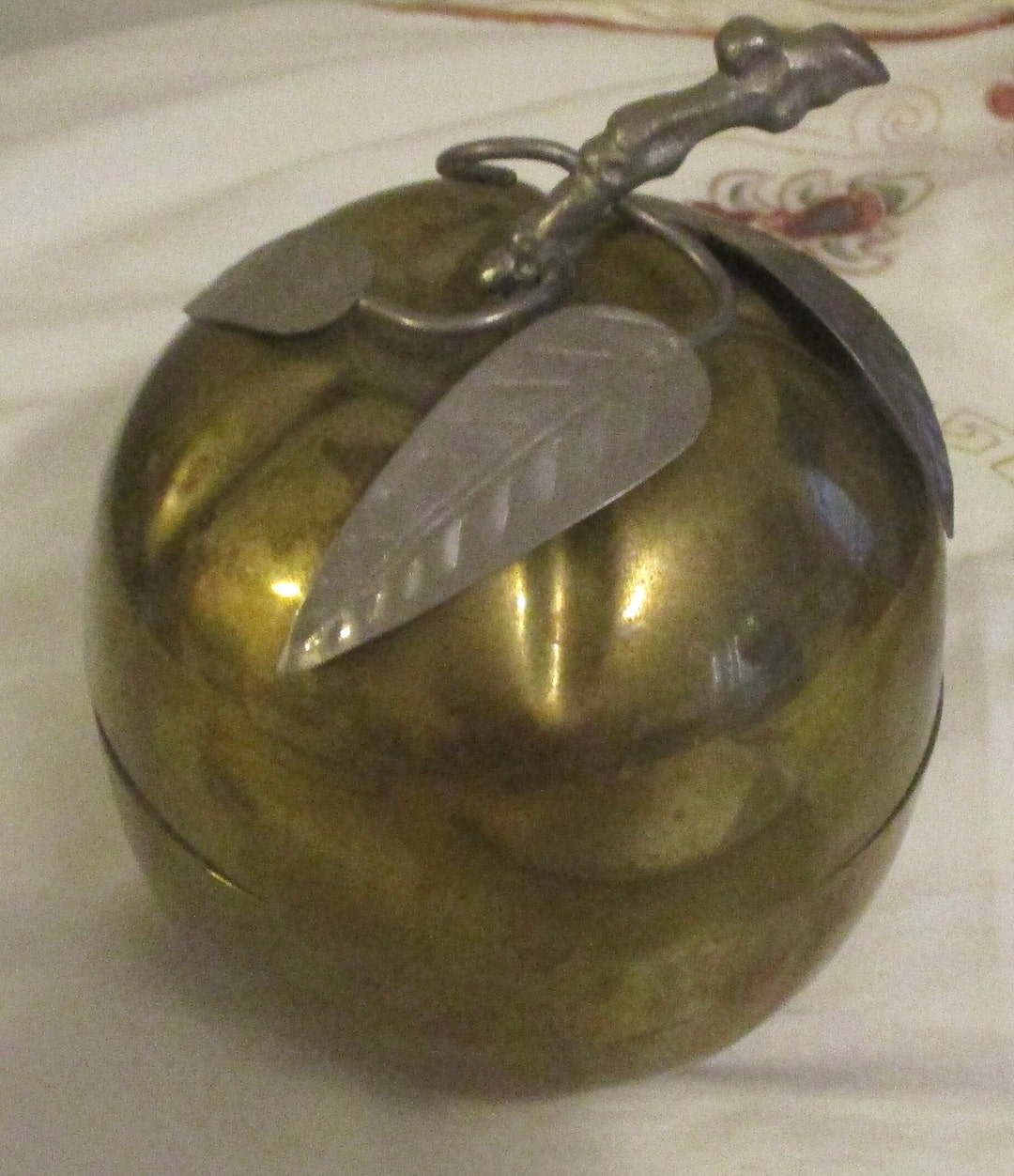 Vintage Large Brass Apple With Leaves Trinket Box Etc - Etsy