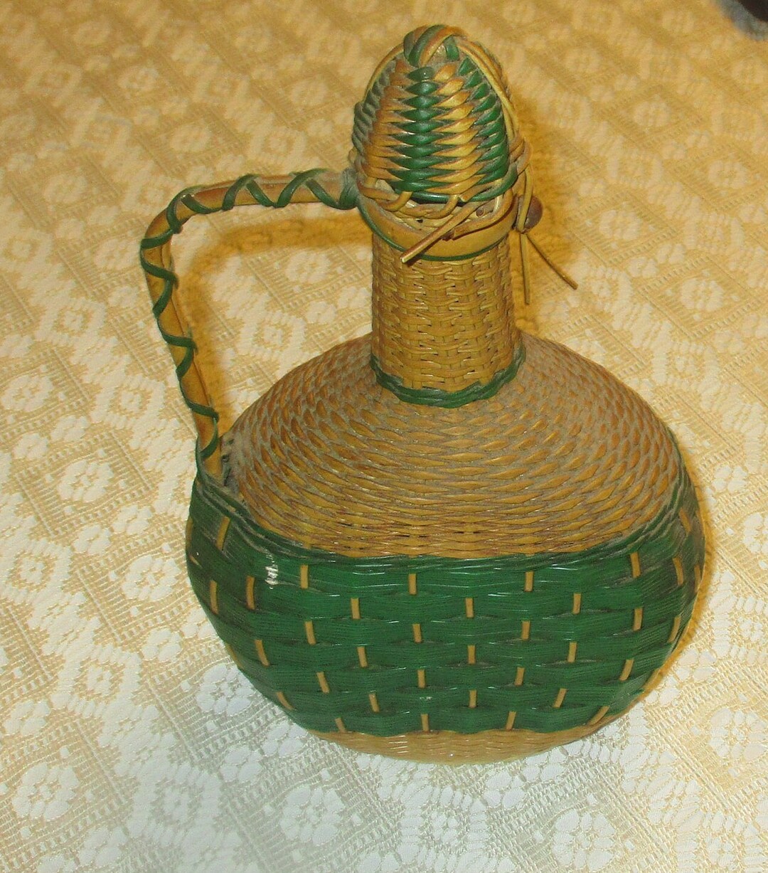 Vintage Viresa Glass and Plastic Wicker Wrapped Oval Wine Bottle - Etsy