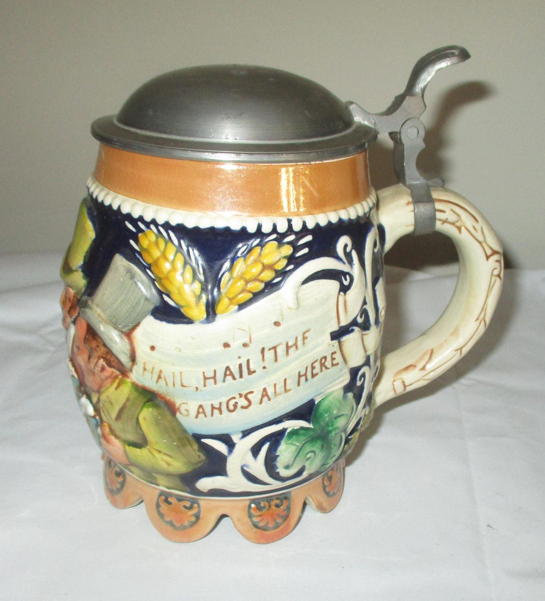 Vintage German Hail Hail the Gangs All Here Lidded Mug Stein - Etsy