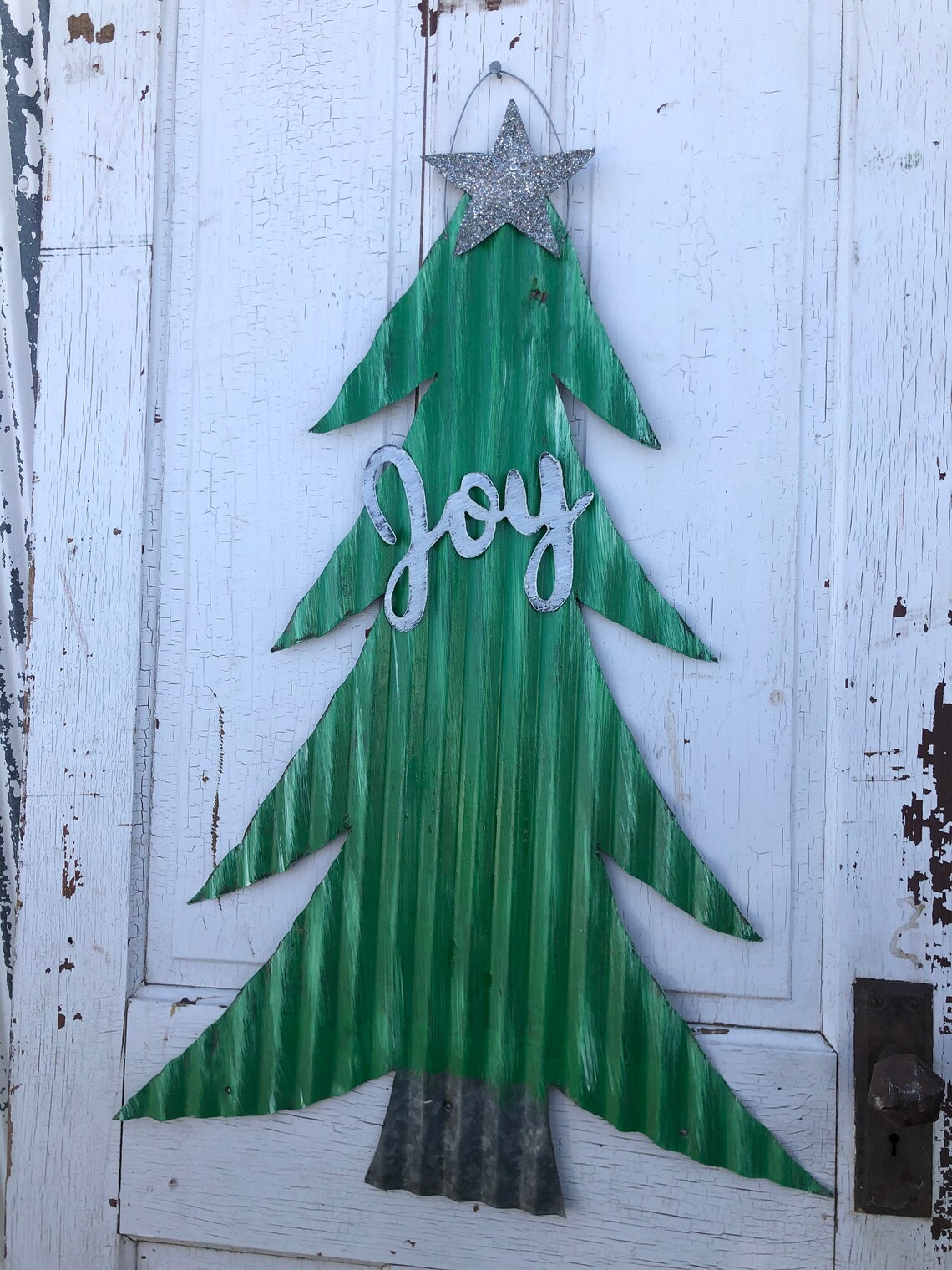 Large Corrugated Tin Christmas Tree / Rustic Tin Christmas | Etsy