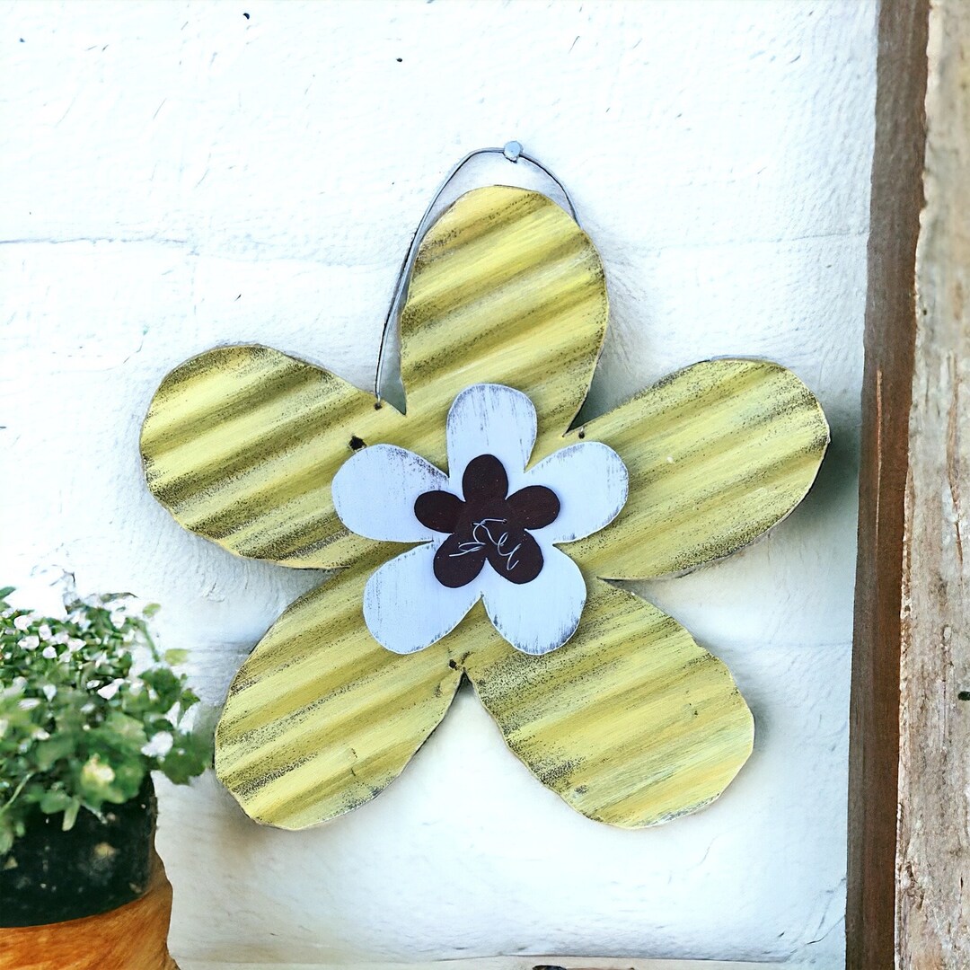 Corrugated Tin Flower / Rustic Tin Flower / Metal Flower / Tin Garden ...