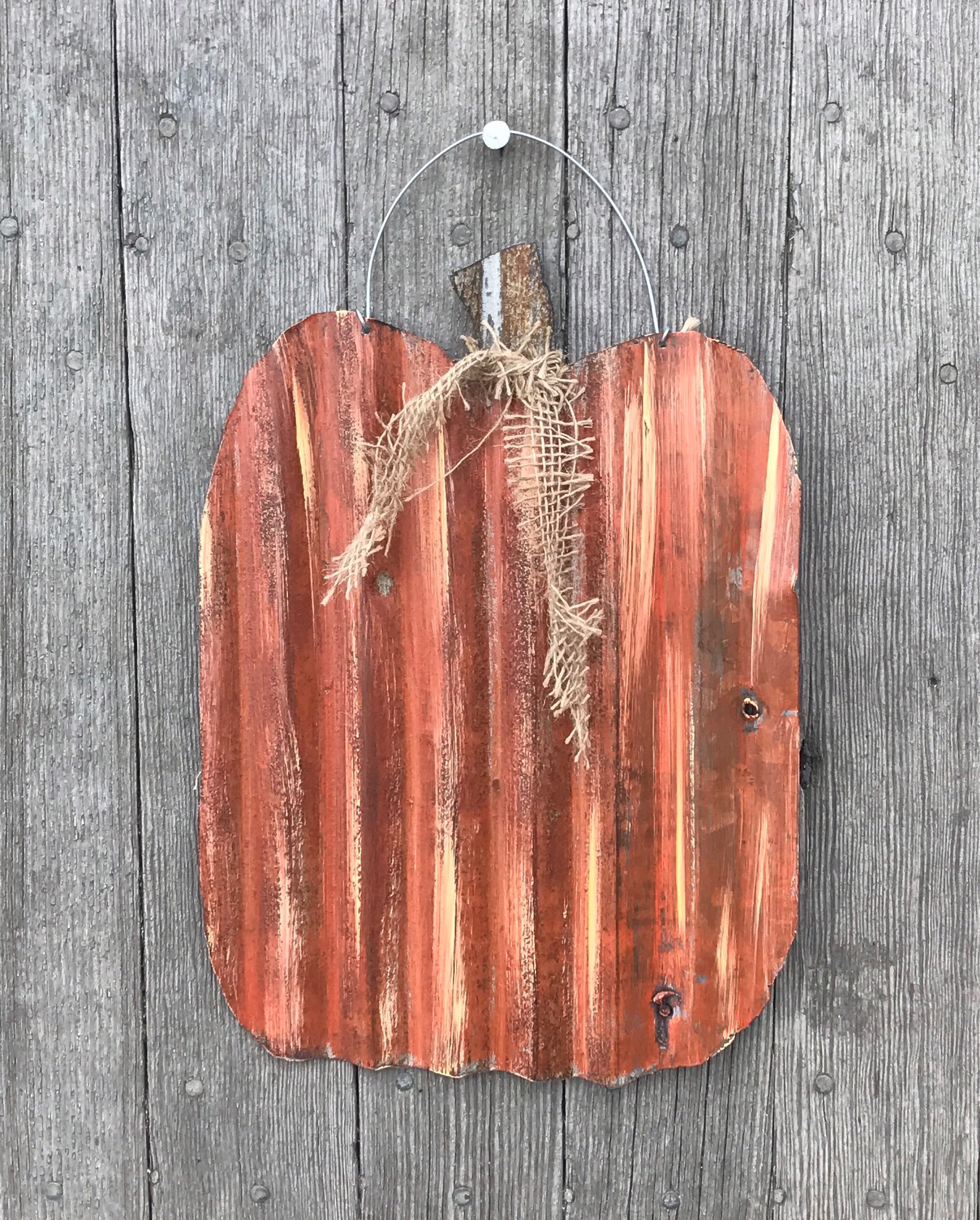 Corrugated Tin Pumpkin / Handpainted Tin Pumpkin / Small Tin - Etsy
