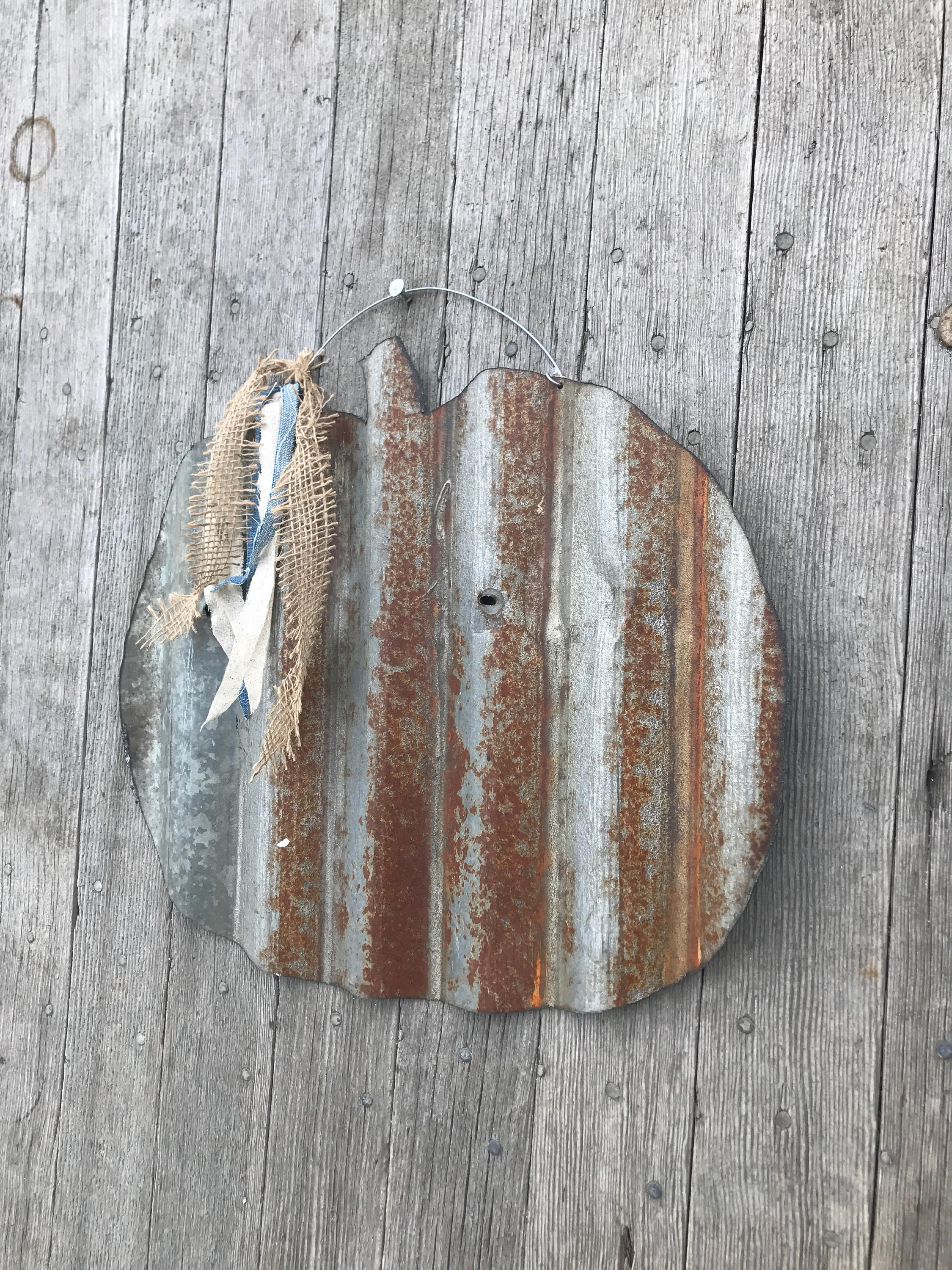 Large Tin Pumpkin / Corrugated Tin Pumpkin / Rustic Tin - Etsy